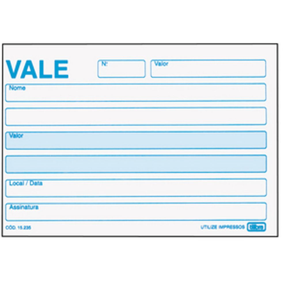 Bloco Vale Sem Canhoto 100 Folhas - Livrarias Curitiba