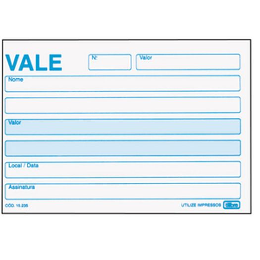 Bloco Vale Sem Canhoto 100fls 15235 Tilibra - Livrarias Curitiba