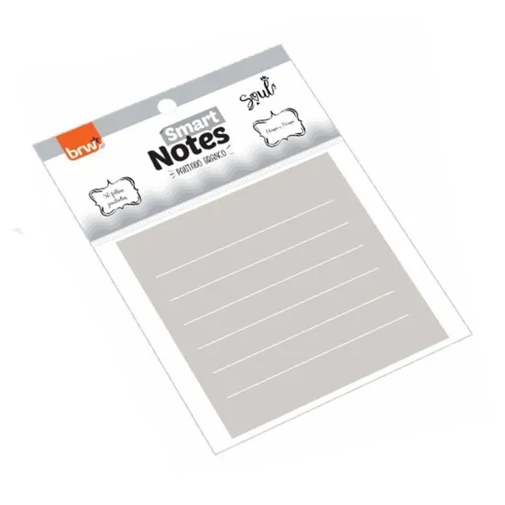 Bloco Adesivo Smart Notes Pautado Cinza 50 Folhas - Livrarias Curitiba