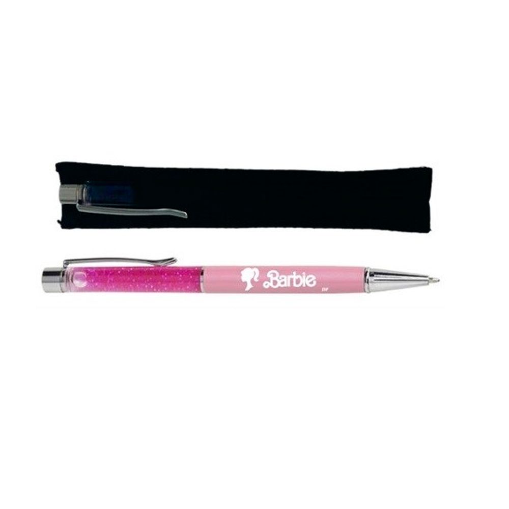 Caneta Esferográfica Barbie Metal Glitter Branco - Livrarias Curitiba
