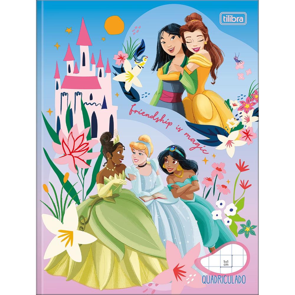 Caderno Pedagógico Quadriculado 40 Folhas Princesas 10x10mm Capa Dura ...