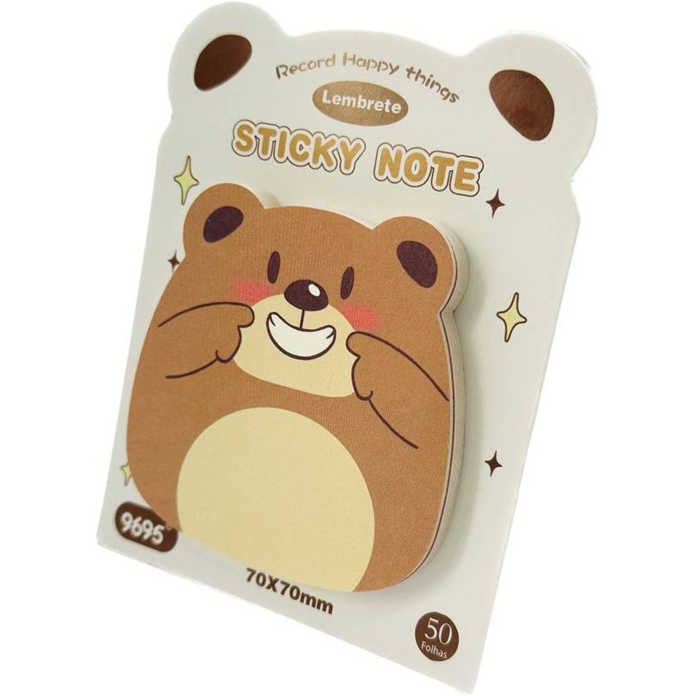 Bloco Adesivo Ursinho Fofo 50 Folhas - Desconto Aqui