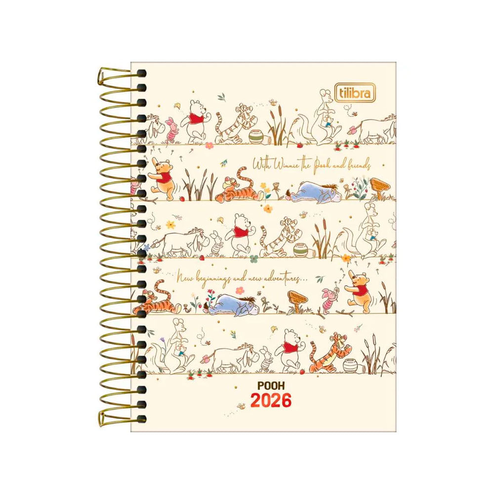 Agenda 2026 Diária Ursinho Pooh Espiral - Livrarias Curitiba